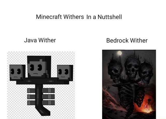 Minecraft Withers In a Nuttshell Java Wither Bedrock Wither - iFunny