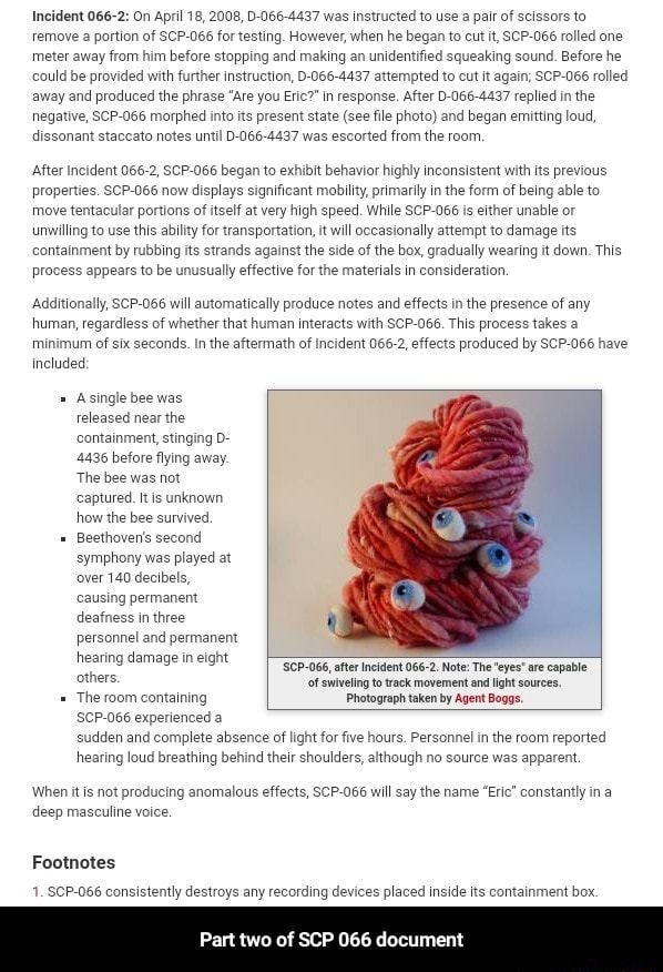 Part two of SCP 066 document - )