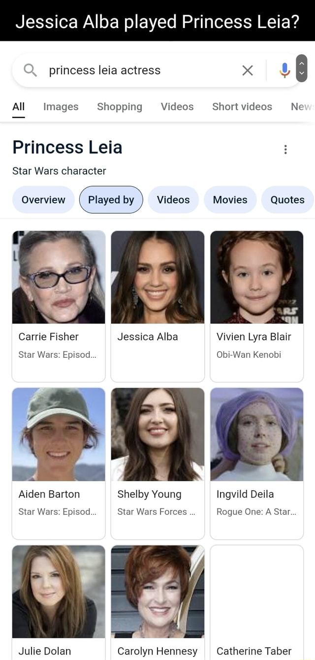 Jessica Alba played Princess Leia? Q princess lela actress xx All ...