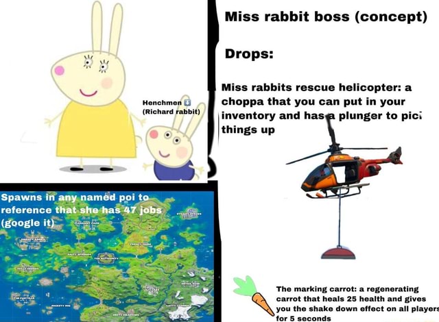 Miss rabbit boss (concept) Drops: Miss rabbits rescue helicopter: a ...