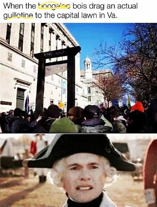 When the hoaga'sec bois drag an actual guillotine to the capital lawn ...