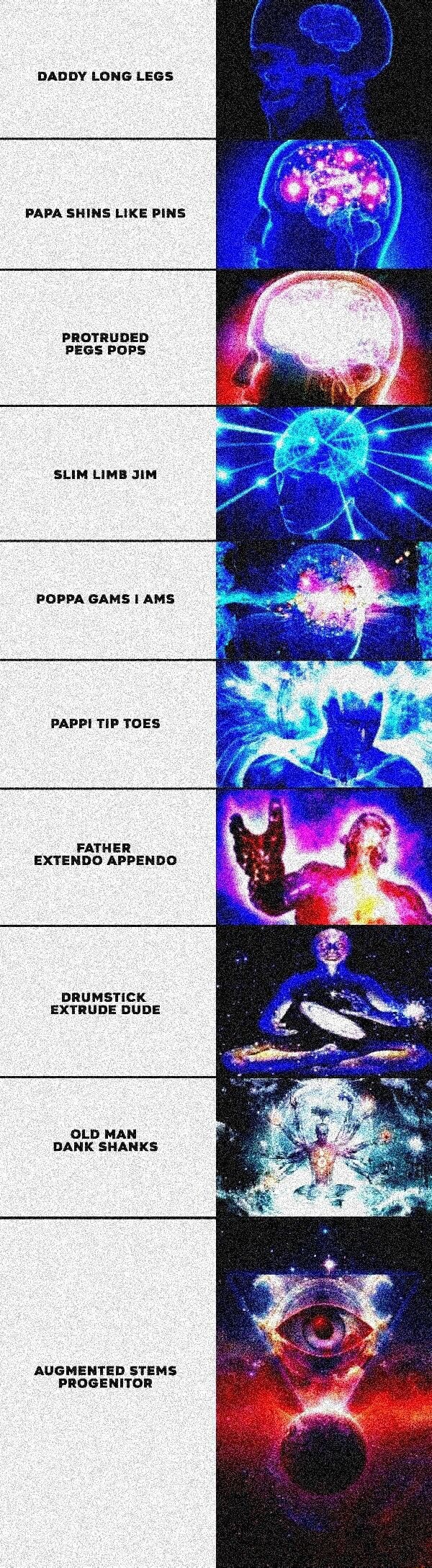 DADDY LONG LEGS PAPA SHINS LIKE PINS PROTRUDED PEGS POPS SLIM LIMB JiM ...