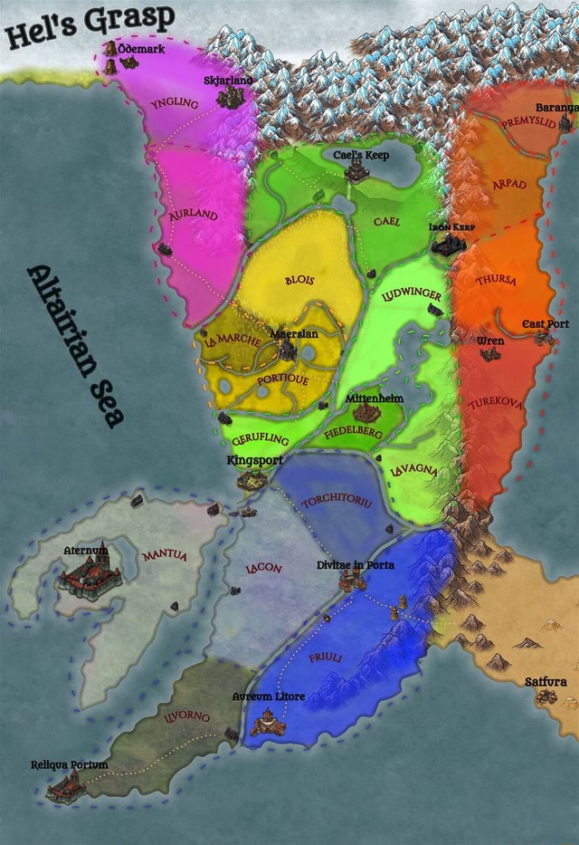 Political Map of the Altari Empire. Colors hues are based on cultural ...