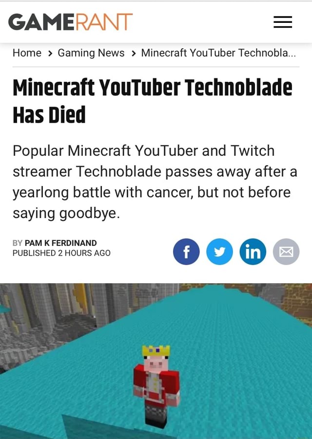 GAME = Home Gaming News Minecraft YouTuber Technobla... Minecraft ...
