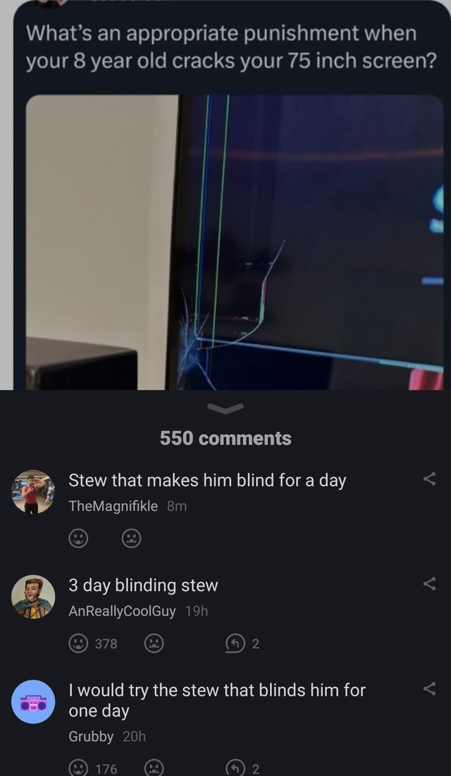 What's an appropriate punishment when your 8 year old cracks your 75 ...