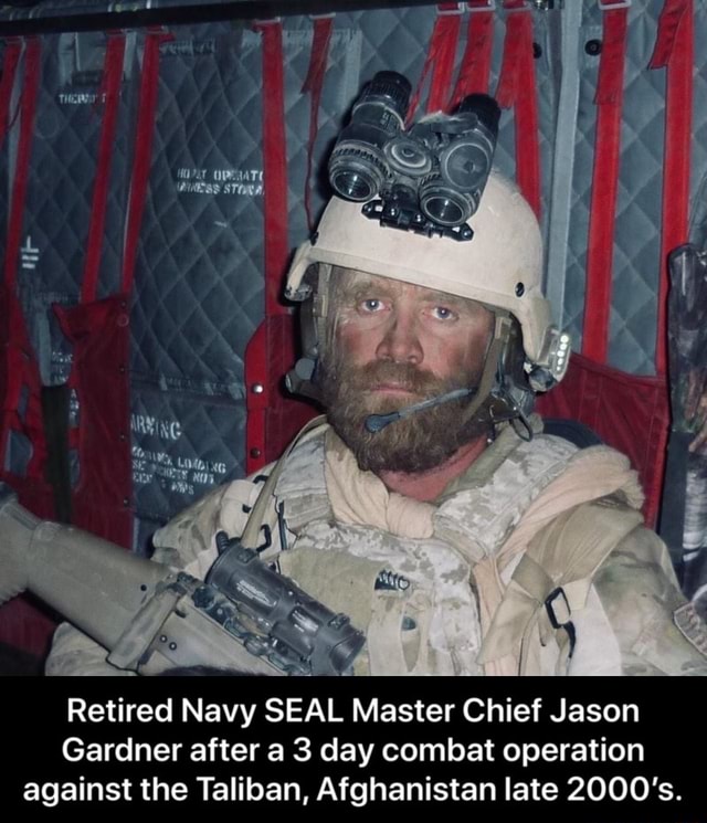 Retired Navy SEAL Master Chief Jason Gardner after a 3 day combat ...