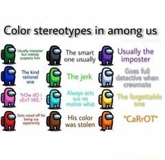 Color stereotypes in among us His coloe "caROT wa soln - iFunny
