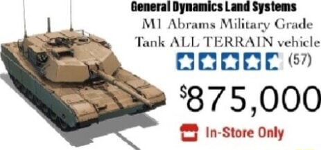 General Dynamics Land Systems Abrams Military Grade Tank ALL TERRAIN ...
