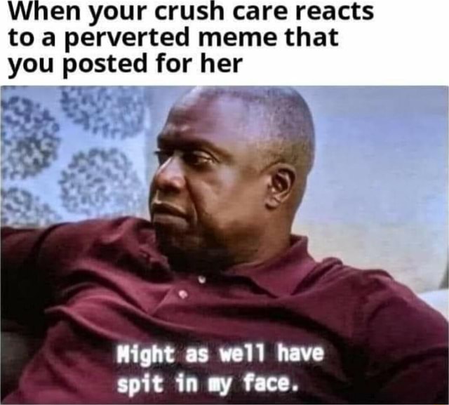 When your crush care reacts to a perverted meme that you posted for her in Might as well have ...