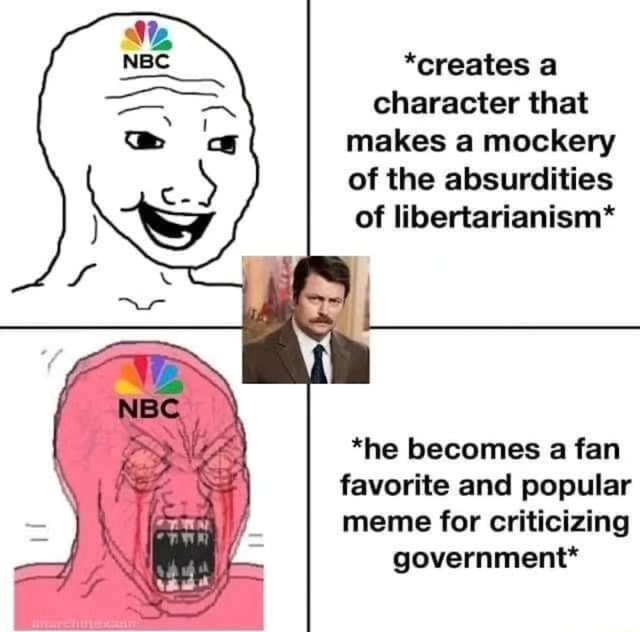 *creates a character that makes a mockery of the absurdities of ...