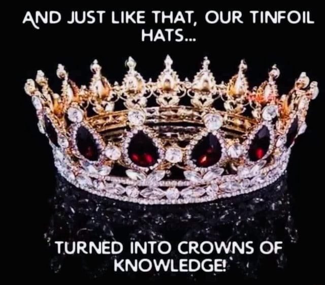 AND JUST LIKE THAT, OUR TINFOIL HATS... "TURNED INTO CROWNS OF ...