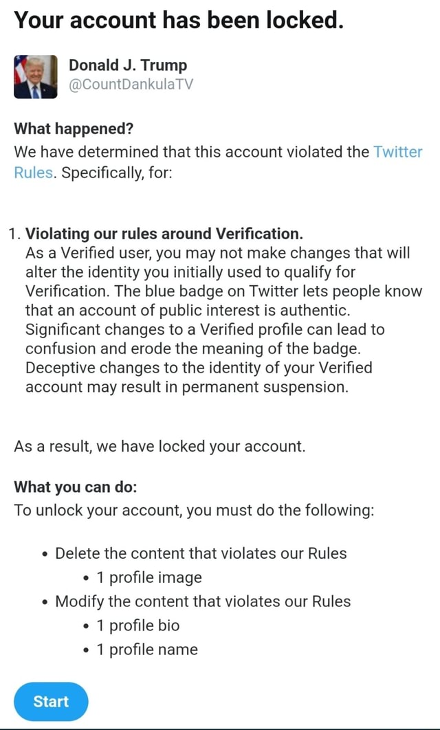 Your account has been locked. Donald J. Trump CountDankulaTV What ...