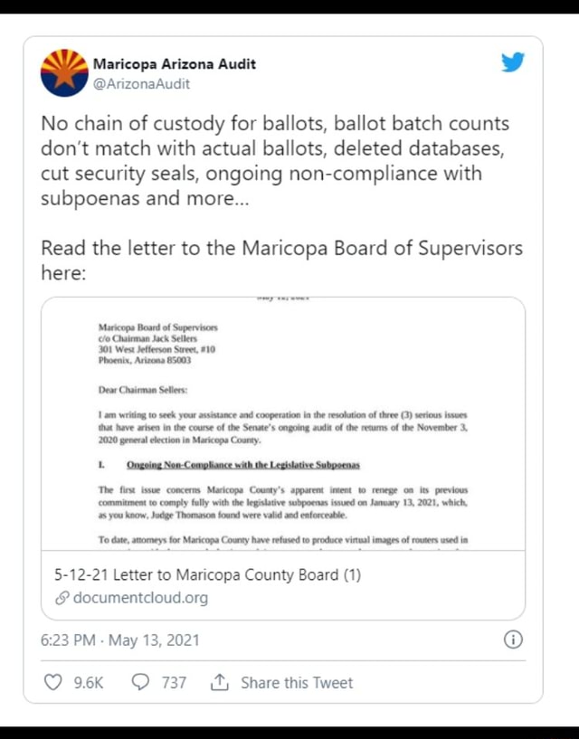 Ws Maricopa Arizona @ArizonaAudit Audit @ArizonaAudit No chain of ...
