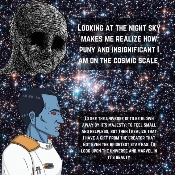 LOOKING AT THE NIGHT SKY MAKES ME REALIZE HOW PUNY INSIGNIFICANT I AM ...