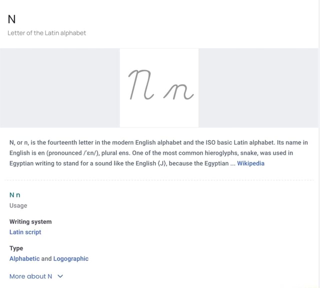 Letter of the Latin alphabet N, or n, is the fourteenth letter in the ...