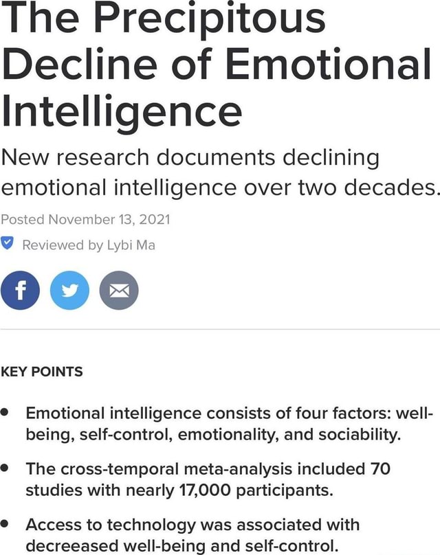 The Precipitous Decline of Emotional Intelligence New research ...