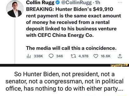 BREAKING: Hunter Biden's $49,910 rent payment is the same exact amount ...