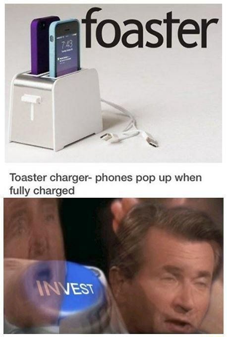Toaster charger- phones pop up when fully charged - iFunny