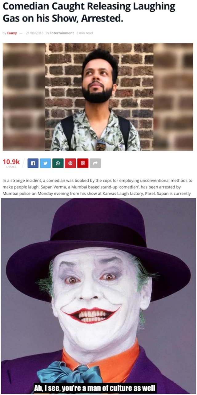 Comedian Caught Releasing Laughing Gas on his Show, Arrested. 10.9k n a ...