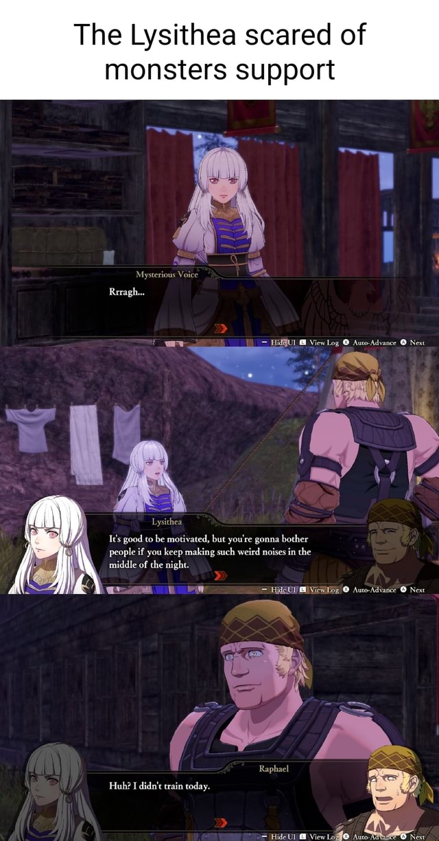 The Lysithea scared of monsters support Mysterious Voice Rrragh ...