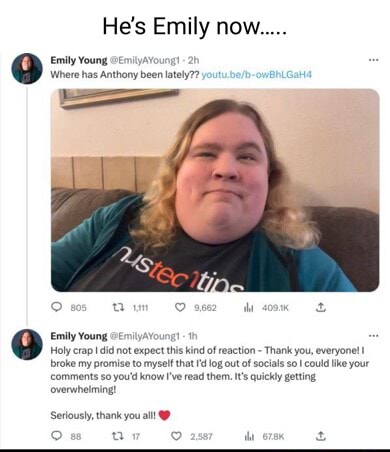 He's Emily now. Emily Young Where has Anthony been lately?? a 96 hi ...