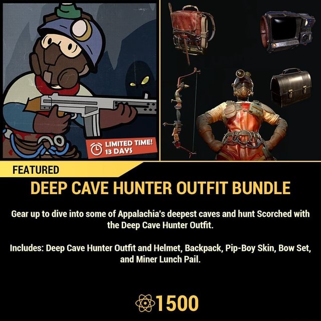 FEATURED AD LIMITED TIME? DAYS DEEP CAVE HUNTER OUTFIT BUNDLE Gear up ...