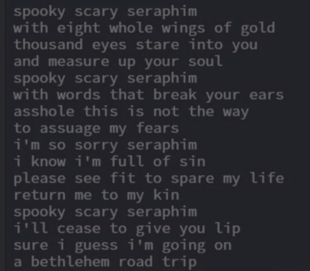 Spooky scary seraphim with eight whole wings of gold thousand eyes ...