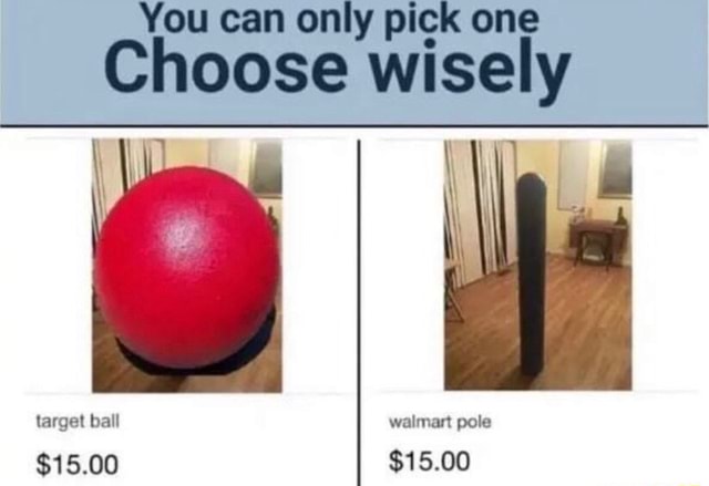 You can only pick one Choose wisely target ball walmart pole $15.00 $15 ...