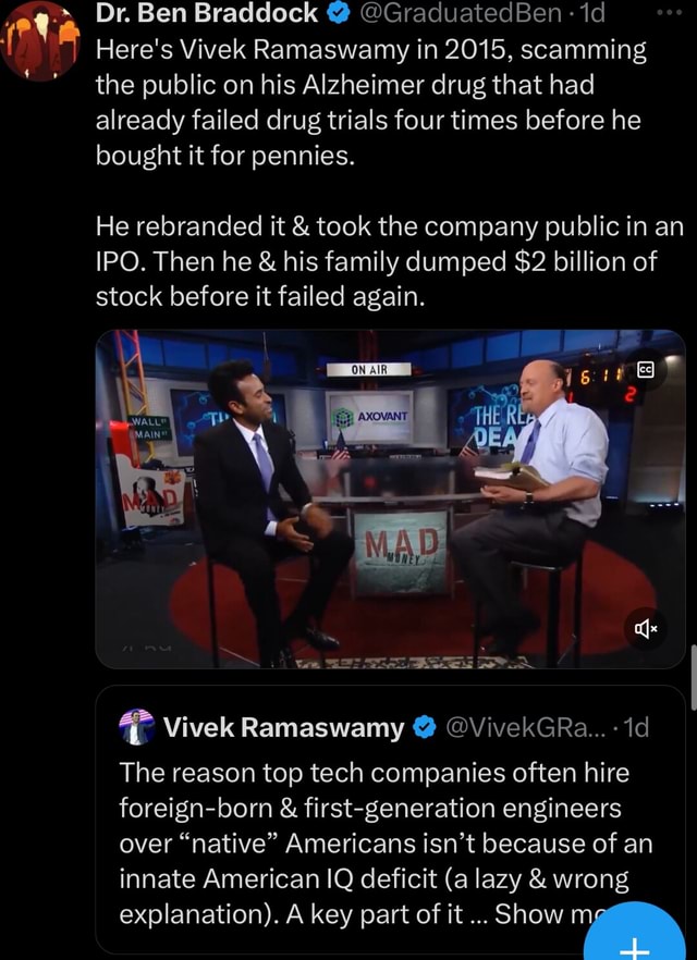 Dr. Ben Braddock @ @GraduatedBen id Here's Vivek Ramaswamy in 2015 ...