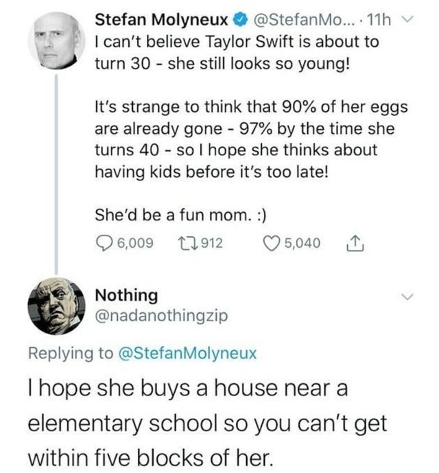 Stefan Molyneux @ @StefanMo...- I can't believe Taylor Swift is about ...