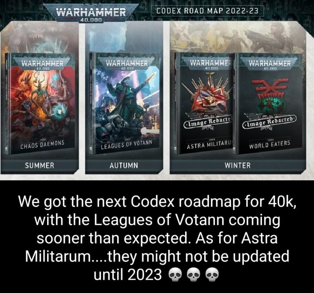 CODEX ROAD MAP 2022-23 WARTIAMMER mage We cHAOS DAEMONS LEAGUES OF VOTANN asTRA MILITARY) worLD ...