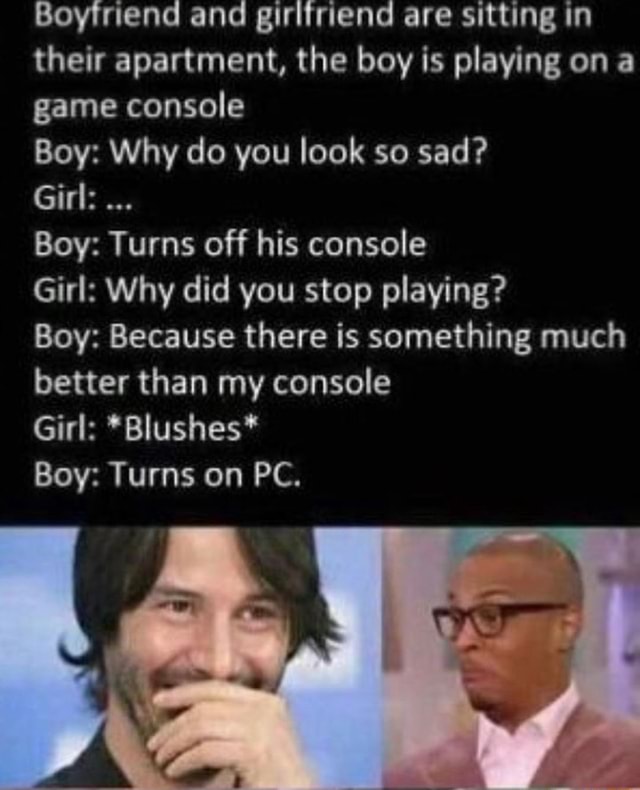 Boyfriend and girlfriend are sitting in their apartment, the boy is ...