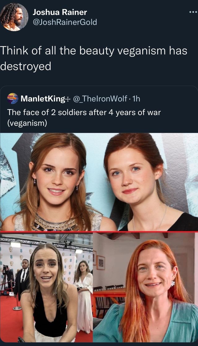 Joshua Rainer Think of all the beauty veganism has destroyed ...