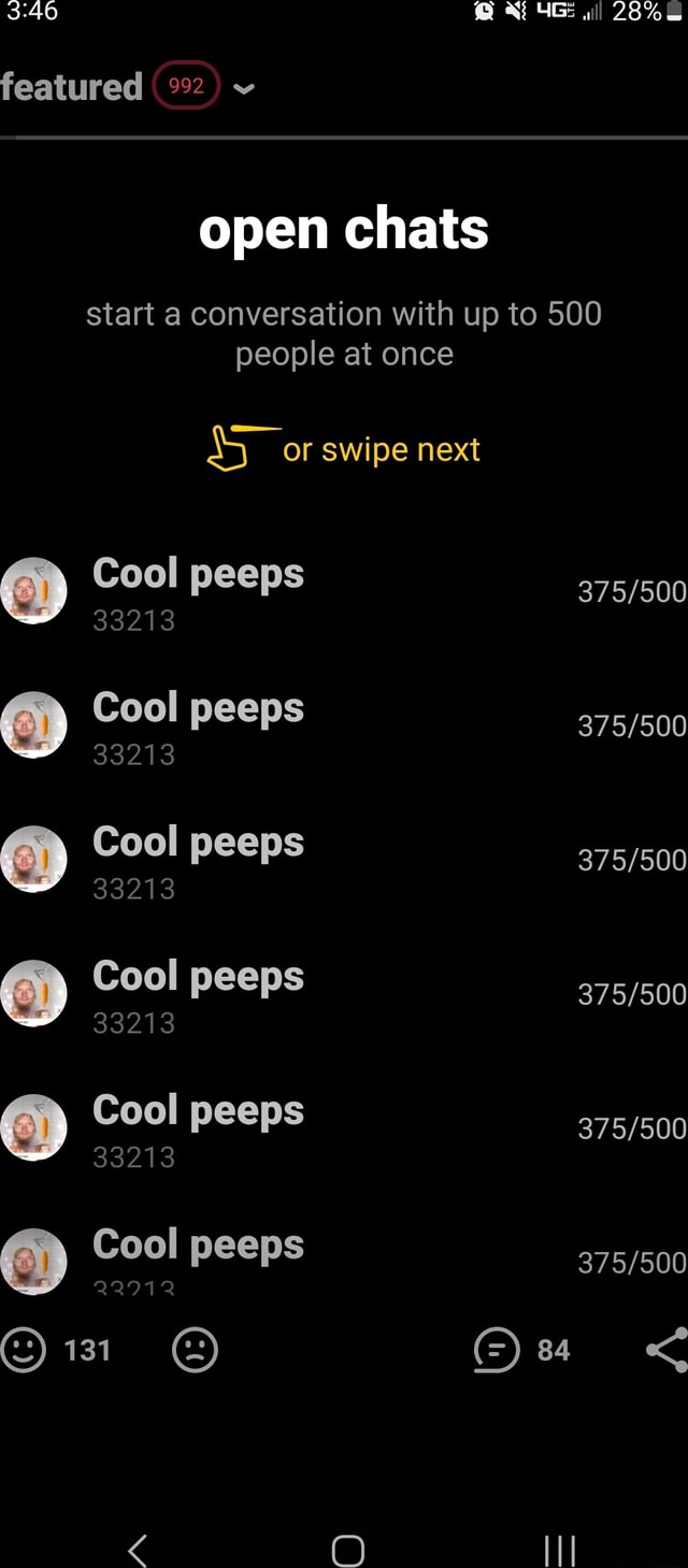 Featured (292) open chats start a conversation with up to 500 people at ...