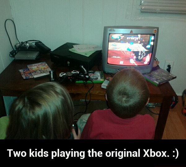 Two kids playing the original Xbox. - Two kids playing the original ...