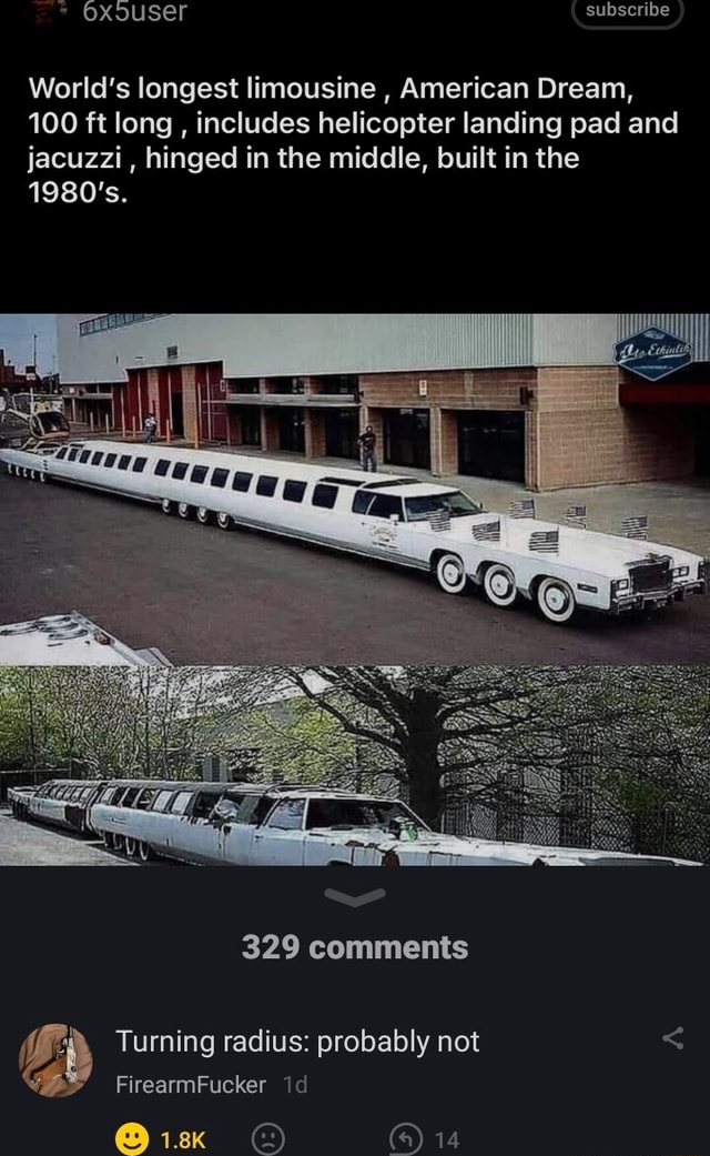 Subscribe World's longest limousine , American Dream, 100 ft long ...