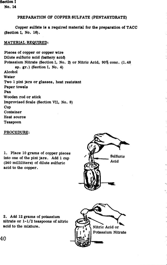 Section I No, 14 PREPARATION OF COPPER SULFATE (PENTAHYDRATE) Copper ...