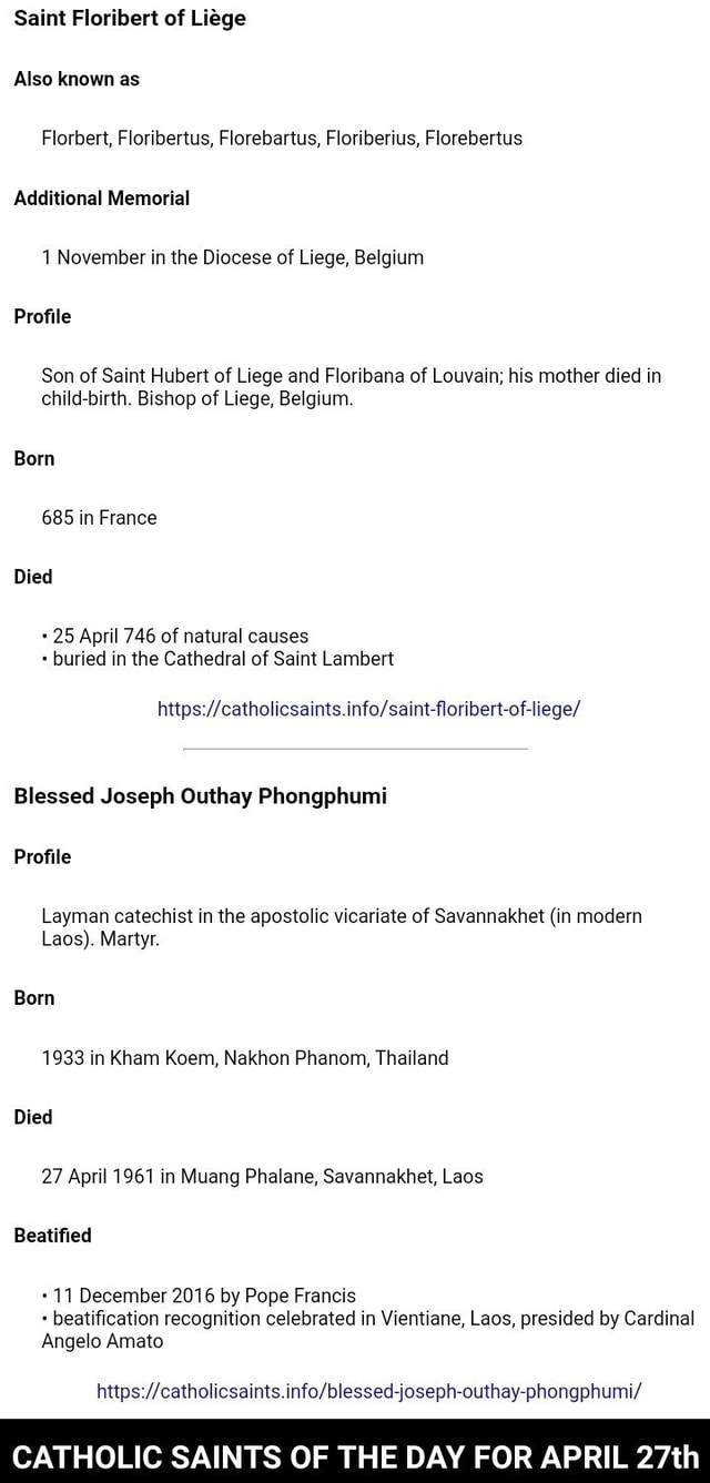 Saint Floribert of Liege Also known as Florbert, Floribertus ...