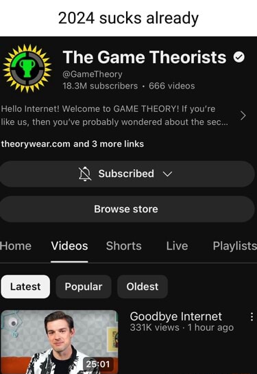 2024 sucks ks already The Game Theorists JE ecameteory 18.3M ...