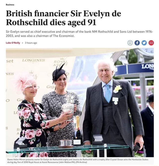 Business British financier Sir Evelyn de Rothschild dies aged 91 Sir ...