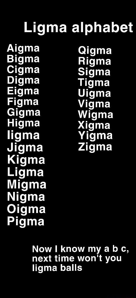 Aigma Qigma Bigma Rigma Cigma Sigma Digma Tigma Eigma Uigma Figma Vigma ...