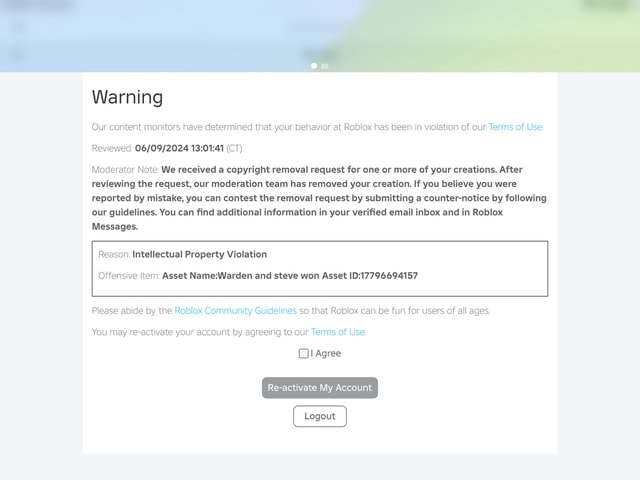 Warning Our content monitors have determined that your behavior at ...