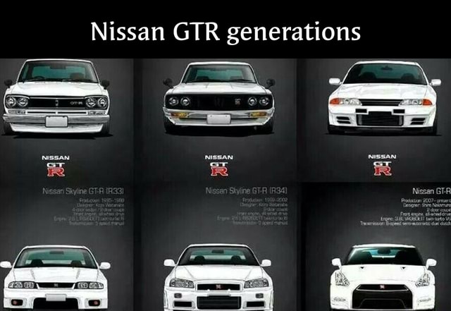 Nissan GTR generations NISSAN NISSAN NISSAN Nissen GER meG - iFunny