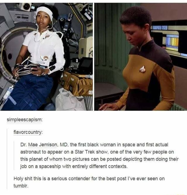 Dr. Mae Jemison, MD, the first black woman in space and first actual ...