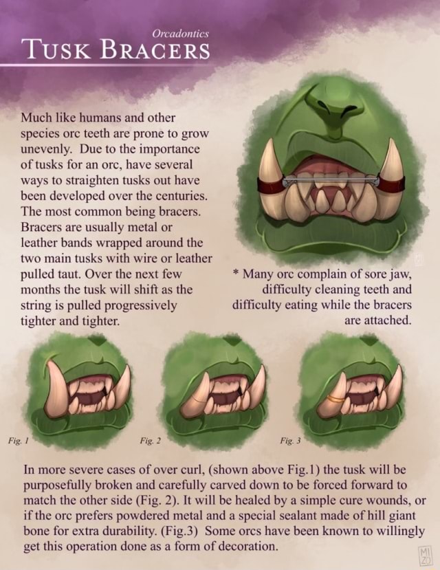 Orcadontics 'Tusk BRACERS Much like humans and other species orc teeth ...