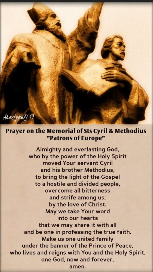 Prayer on the Memorial of Sts Cyril & Methodius "Patrons of Europe ...