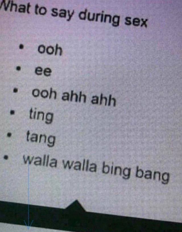 Nat To Say During Sex Ooh Ahh Ahh Ting Tang Walla Walla Bing Bang