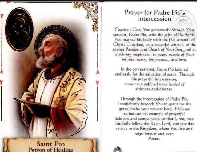 Saint Pio Patron of Healing Prayer for Padre Pio's Intercession ...