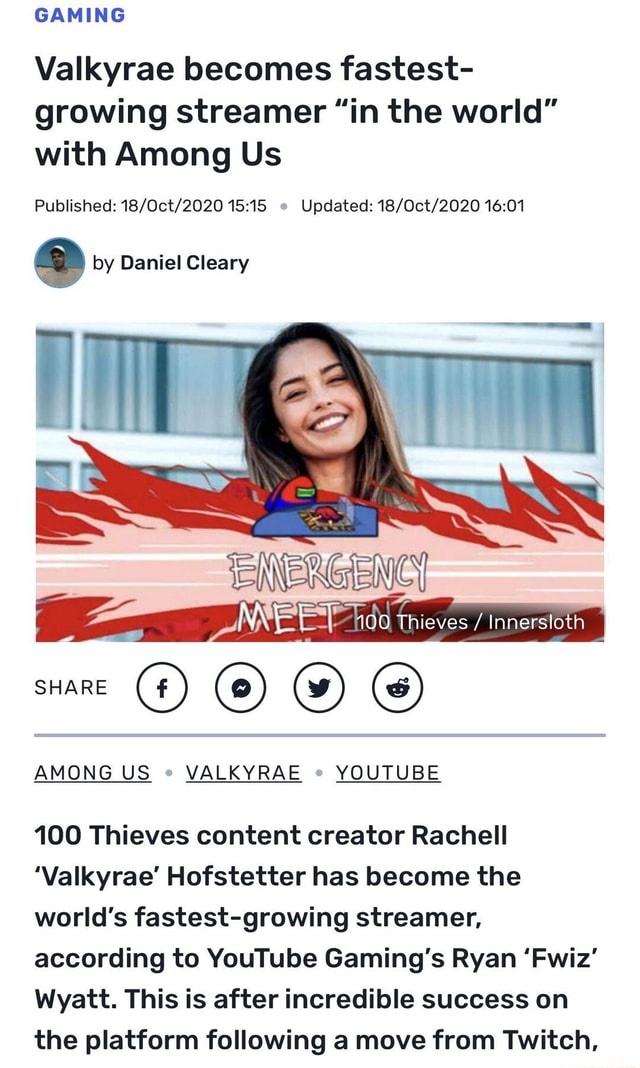 GAMING Valkyrae becomes fastest- growing streamer "in the world" with ...