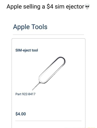 Apple selling a $4 sim ejector Apple Tools SIM-eject tool Part 922-8417 ...
